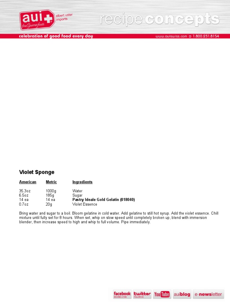 Violet Sponge: American Metric Ingredients | PDF | Chocolate | Caramel