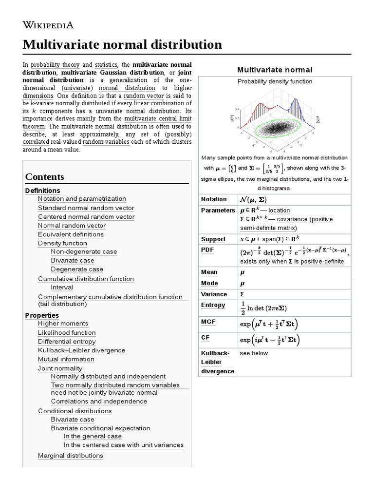 Multivariate Normal Distribution | PDF | Normal Distribution ...