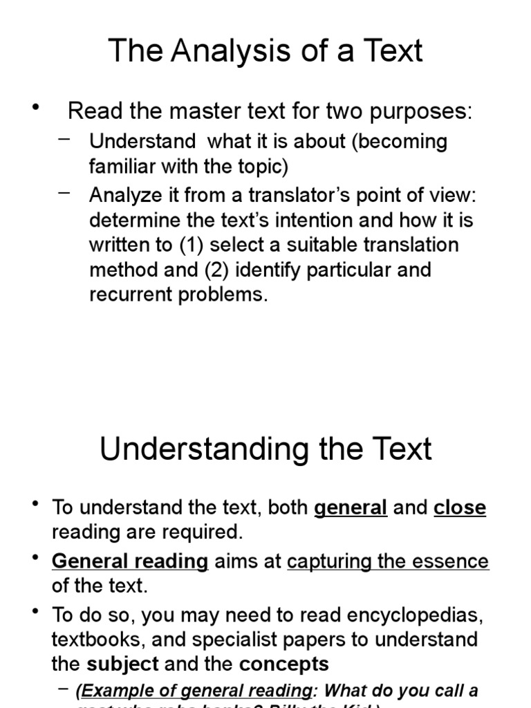 The Analysis of A Text | PDF | Translations | Cognition