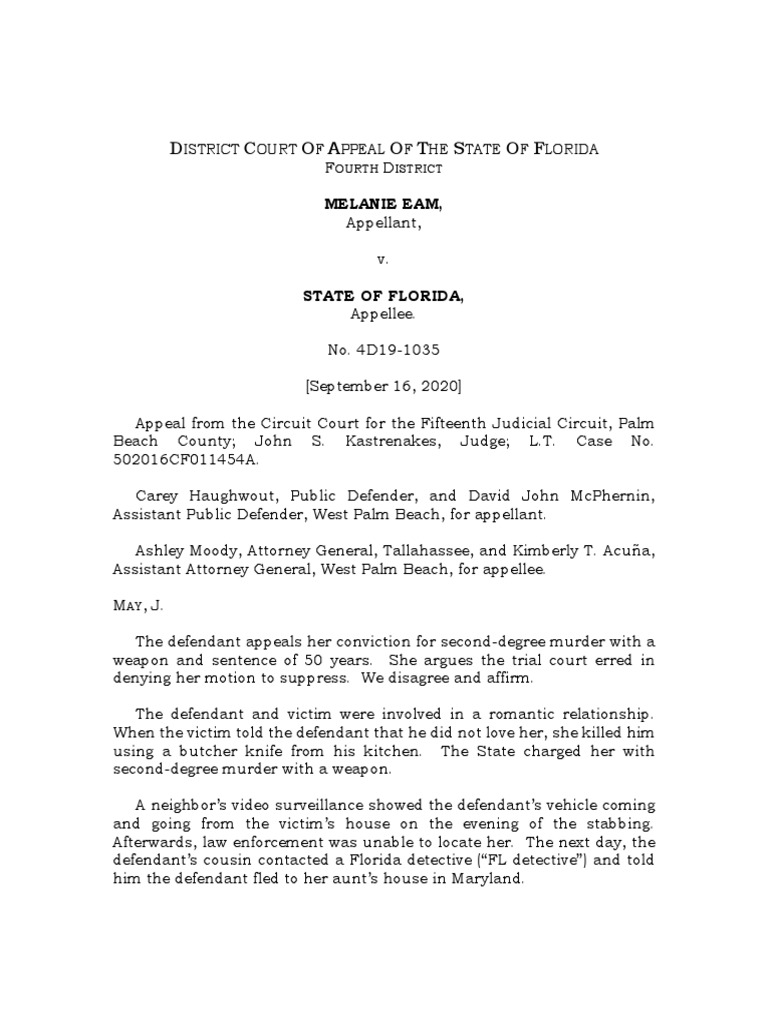 Melanie Eam Fourth DCA Conviction Upheld | PDF | Miranda Warning ...
