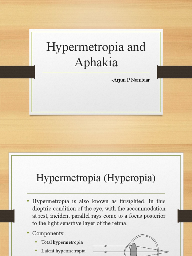 Hypermetropia and Aphakia Overview | PDF | Cornea | Eye