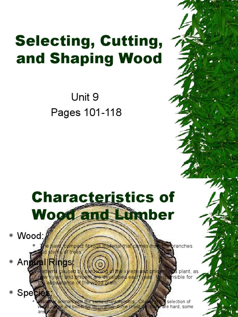 Selecting, Cutting, and Shaping Wood: Unit 9 Pages 101-118 | PDF ...