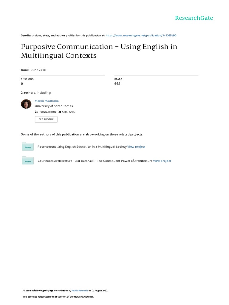 Purposive Communication - Using English in Multilingual Contexts | PDF
