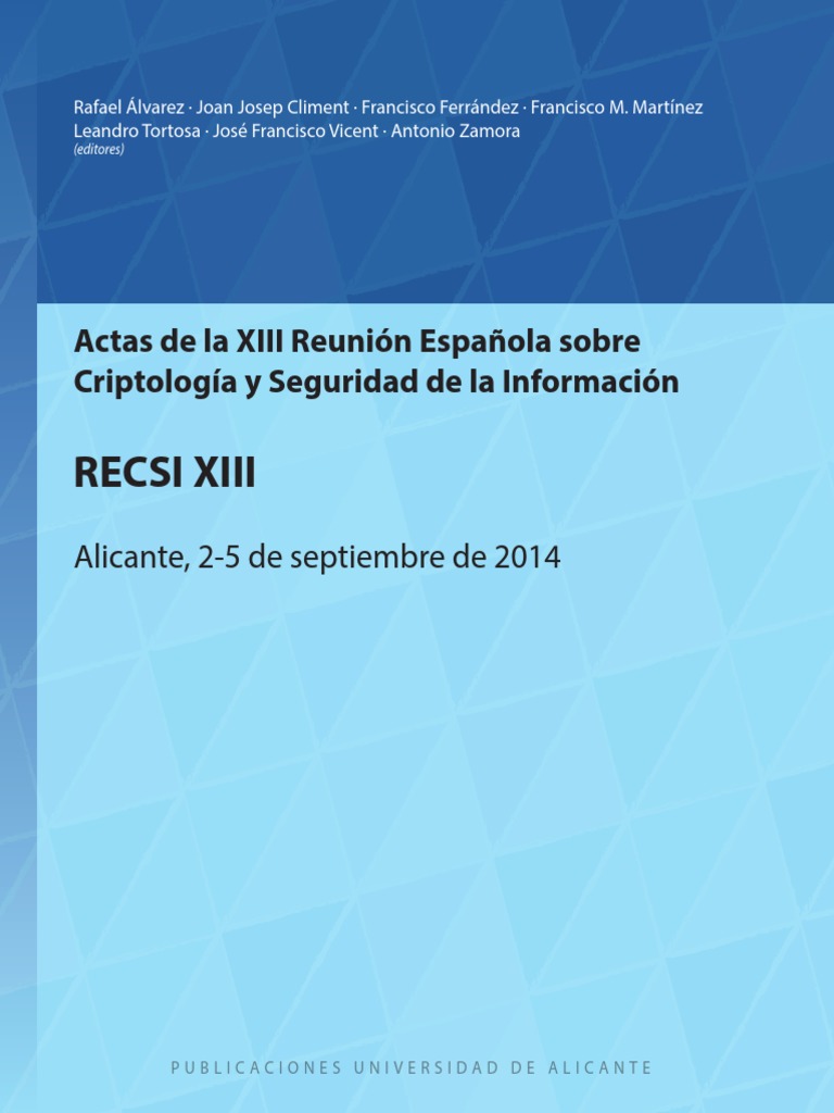 Recsi 2014 PDF | PDF | Clave (criptografía) | Tarjeta electrónica