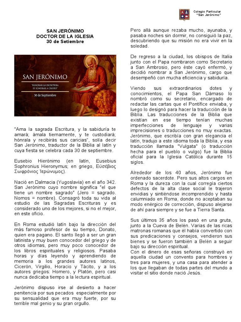 Folleto San Jeronimo | PDF | Jerome | Comportamiento religioso y experiencia