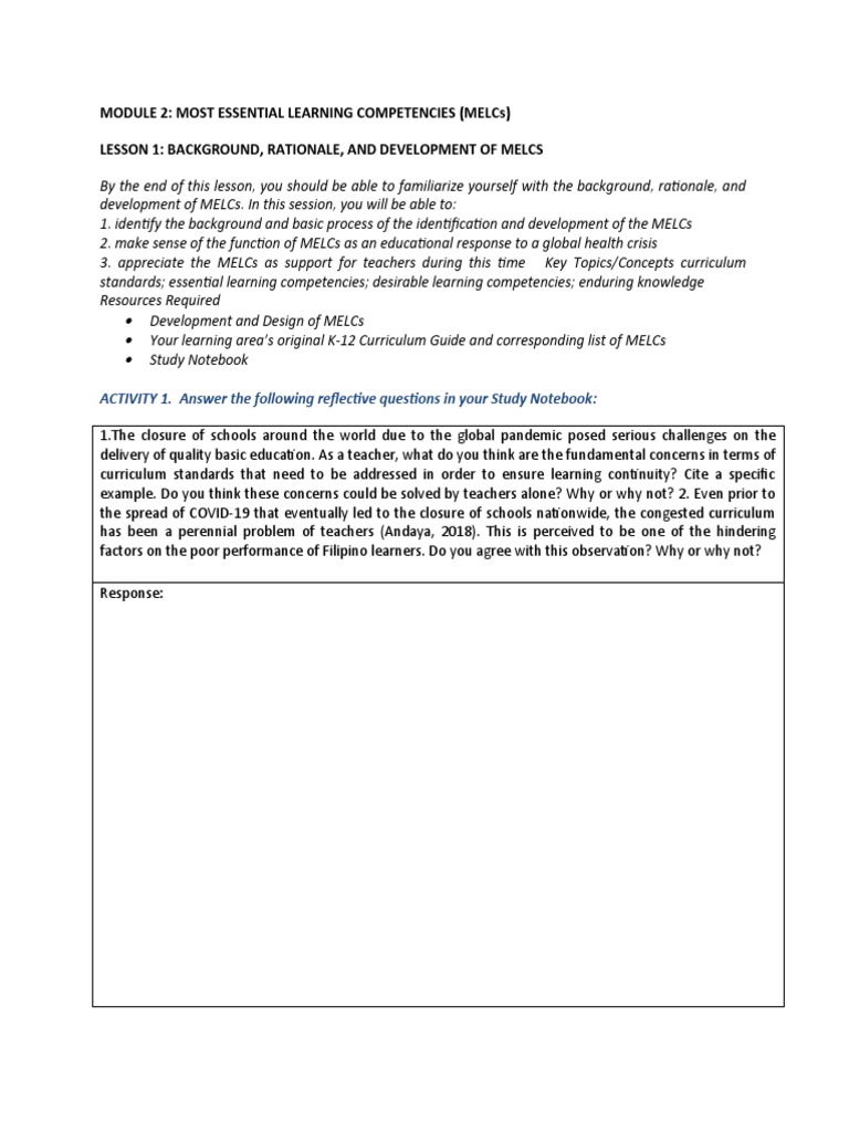 MODULE 2 - Lesson 1 - Activity 1 | PDF