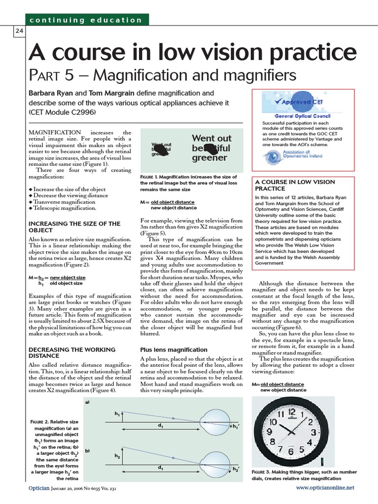 A Course in Low Vision Practice: P 5 - Magnification and Magnifiers ...