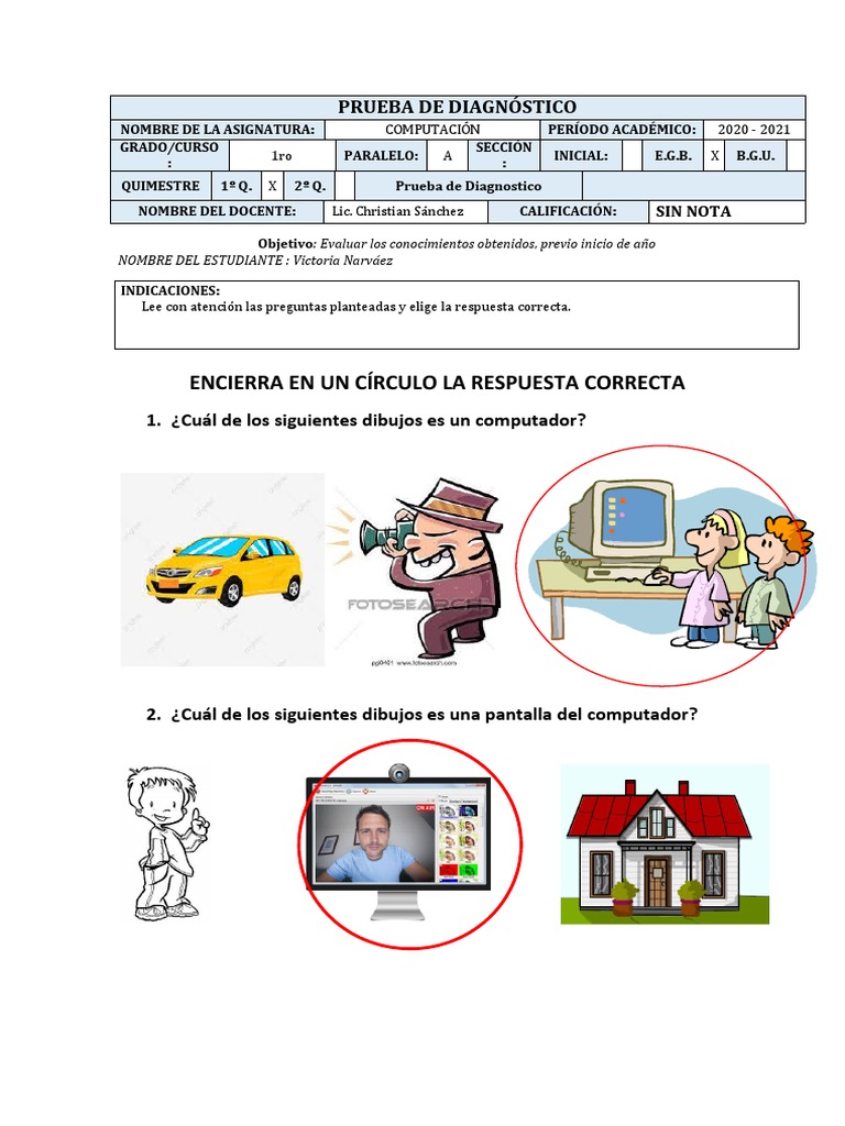 EVALUACIÓN DIAGNÓSTICA_COMPUTACIÓN | PDF