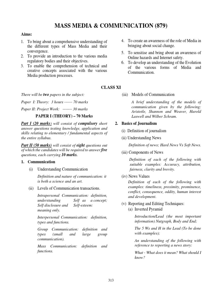 ISC Mass Media & Communication Syllabus | PDF | Public Relations | Essays