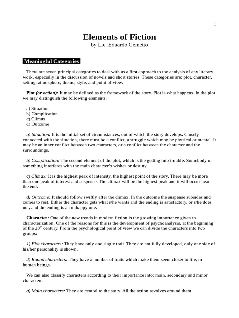 Elements of Fiction | PDF | Narration | Psychological Concepts