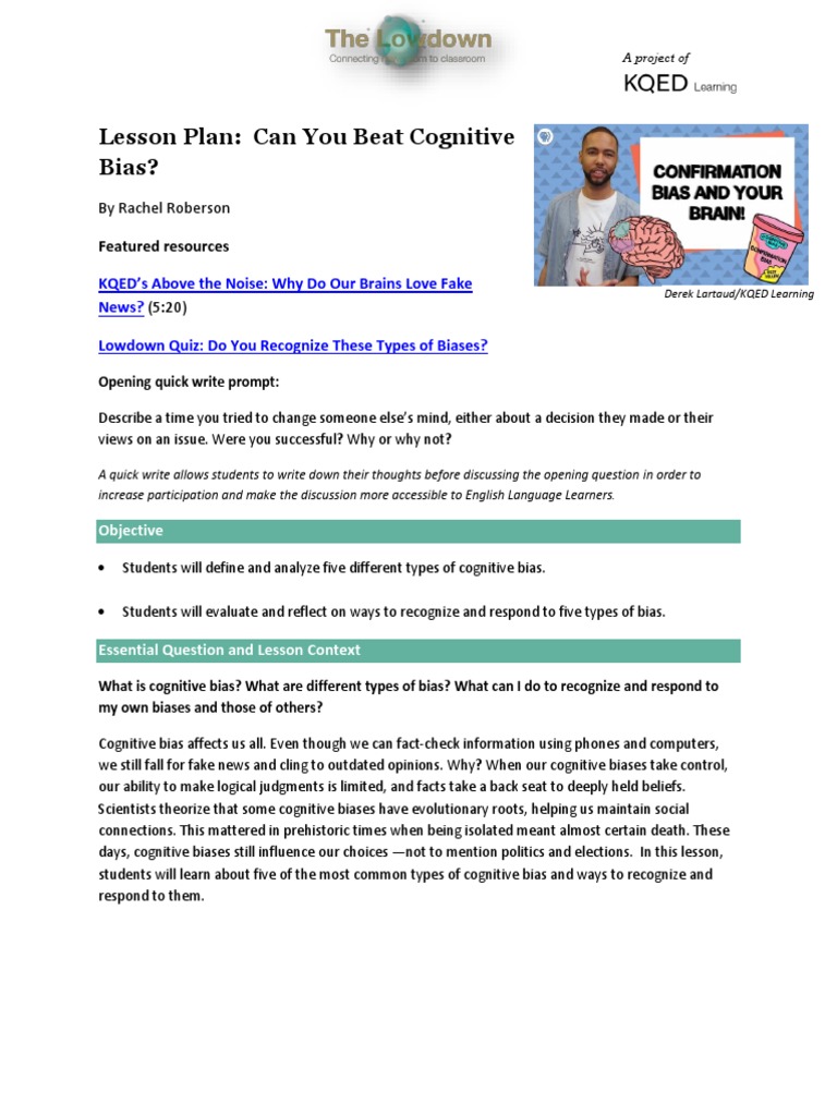 Can You Beat Cognitive Bias Lesson Plan | PDF | Bias | Mind