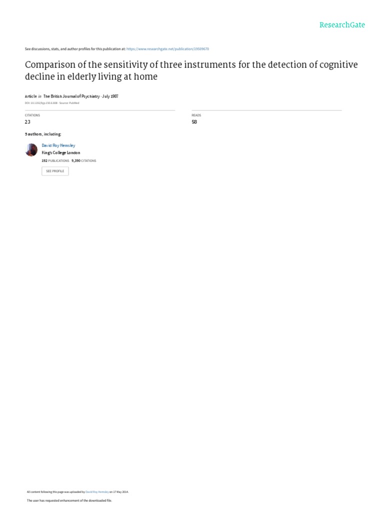 AMTS | PDF | Sensitivity And Specificity | Dementia