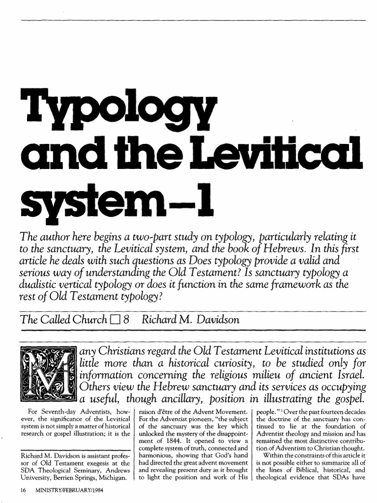 (DAVIDSON Richard M.) Typology and The Levitical System - Part 1 ...