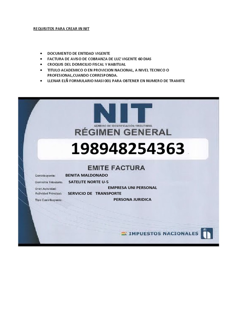 Requisitos para Crear in Nit | PDF