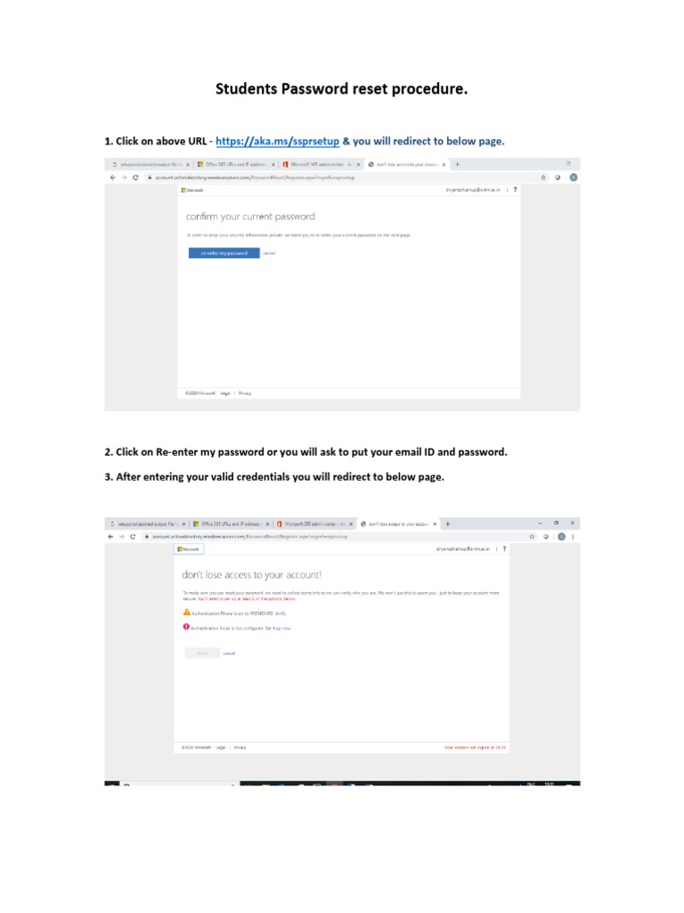 Students Password Reset Procedure.: 1. Click On Above URL | PDF ...