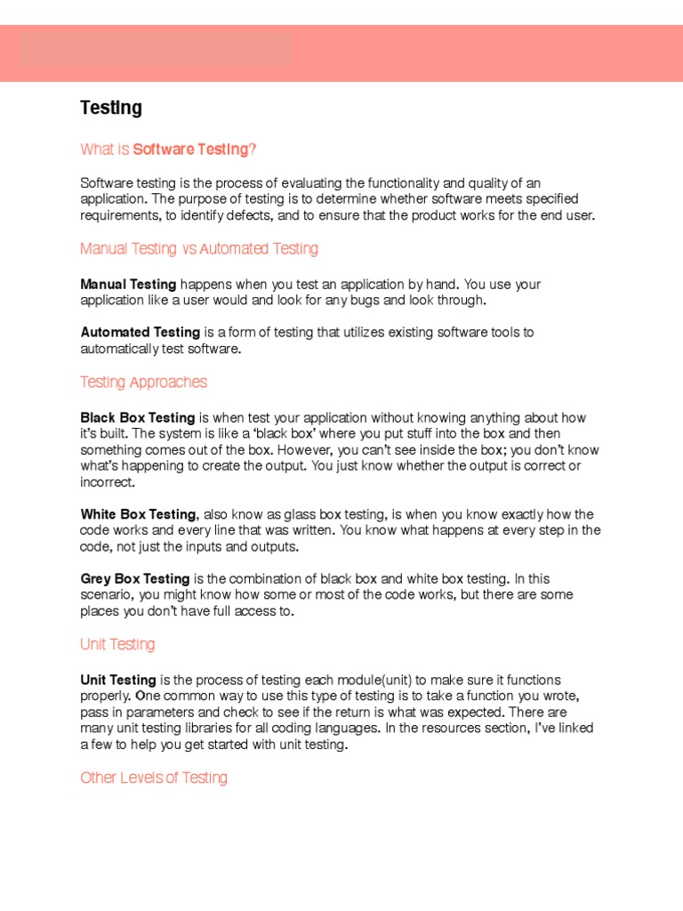 Testing Handout 1 | PDF | Software Testing | Unit Testing