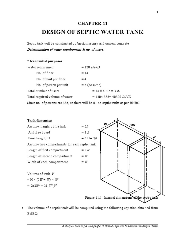 Septic Tank Design and Calculations | PDF | Volume | Septic Tank