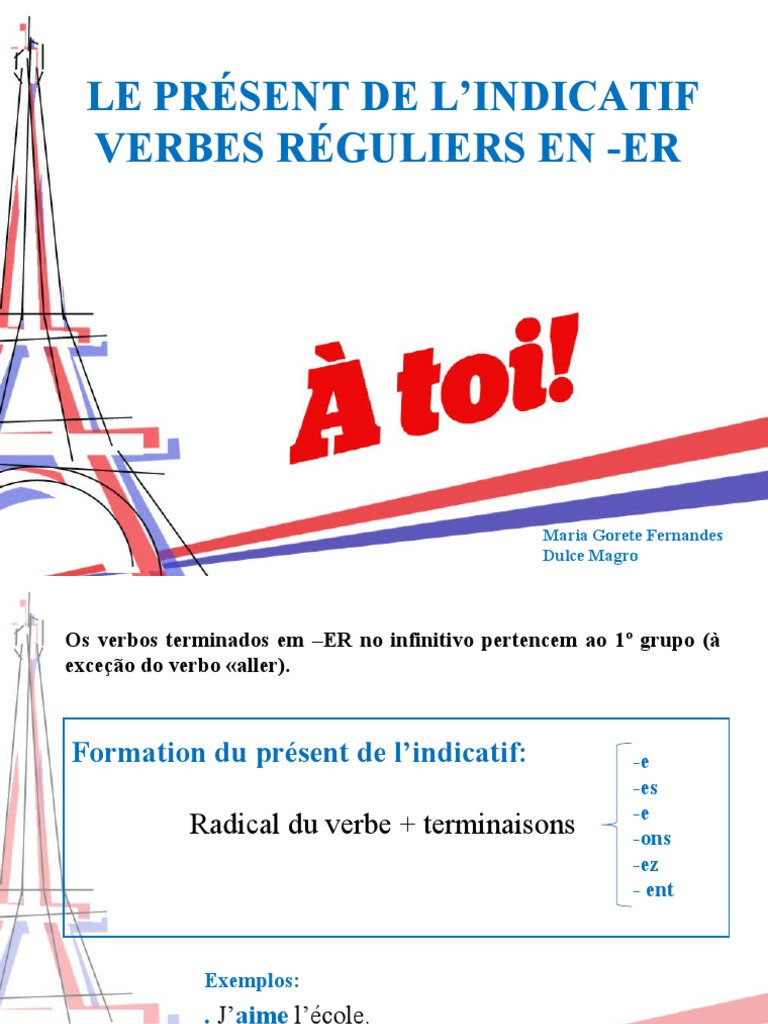 Présent Indicatif Verbes Réguliers en Er | PDF | Syntaxe | Sémantique
