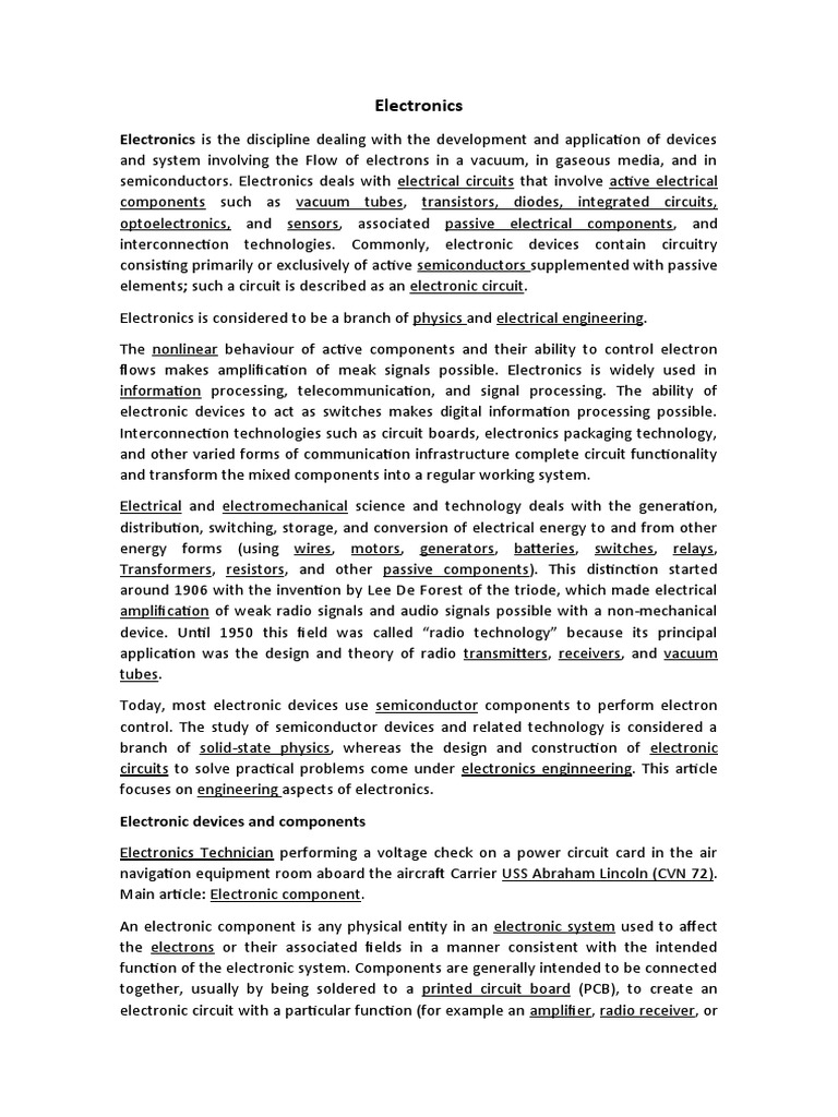 Electronics: Electronics Is The Discipline Dealing With The Development ...