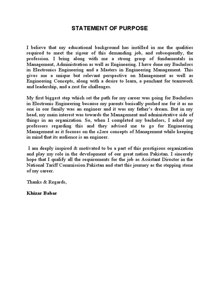 Statement of Purpose | PDF