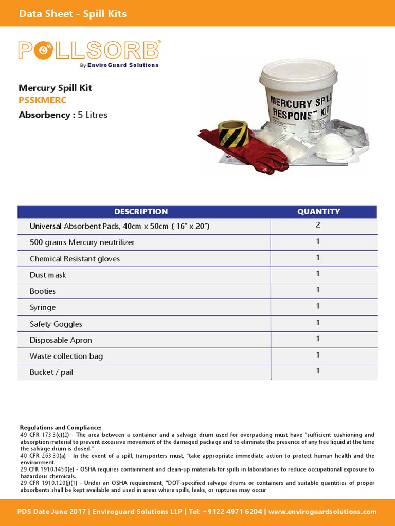 Mercury Spill Kit PSSKMERC | PDF