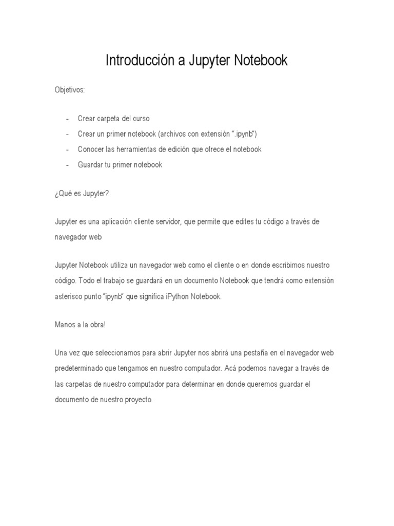 Introducción A Jupyter Notebook | PDF | Archivo de computadora | Ordenador portátil