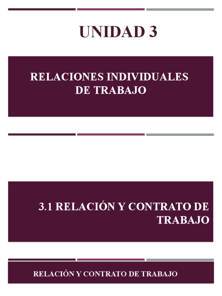 Unidad 3 Relaciones Individuales de Trabajo | Descargar gratis PDF | Derecho laboral | Salario