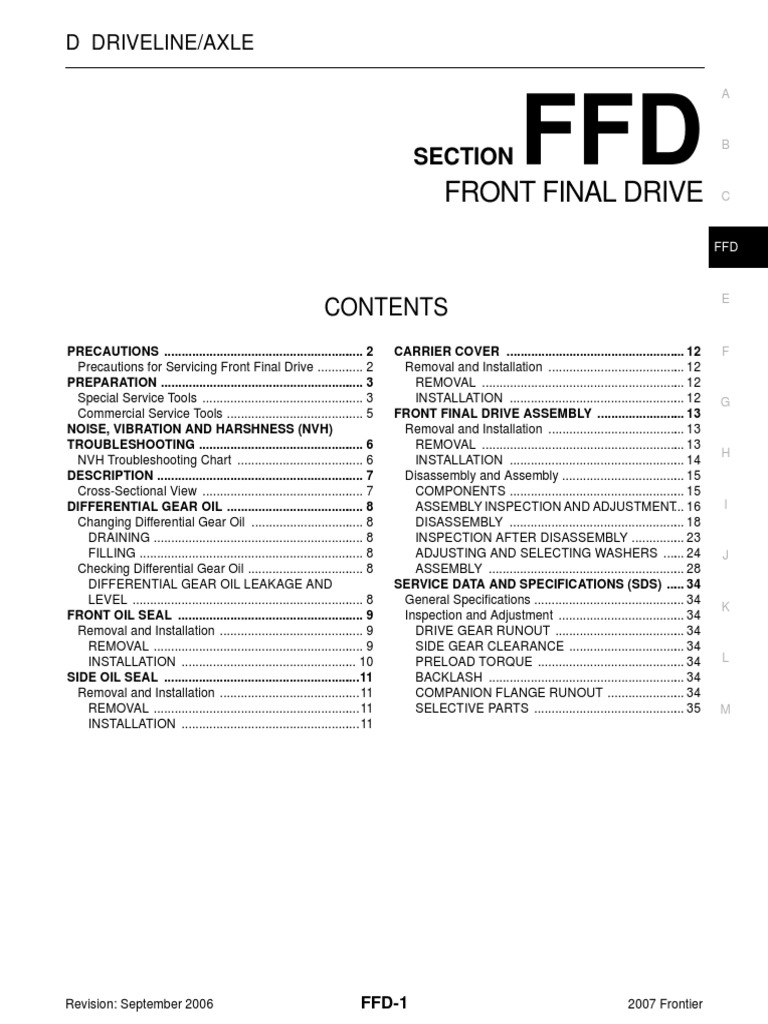 Front Final Drive Overhaul Guide | PDF | Axle | Gear