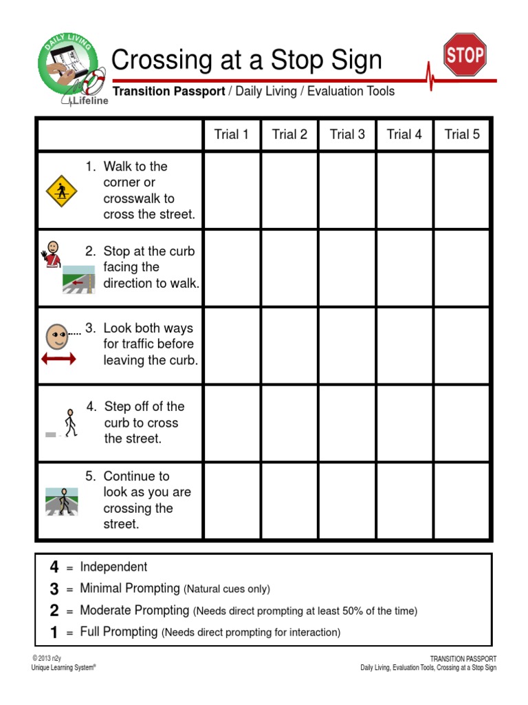 Crossing at A Stop Sign Evaluation Tool Special Education | PDF | Road ...