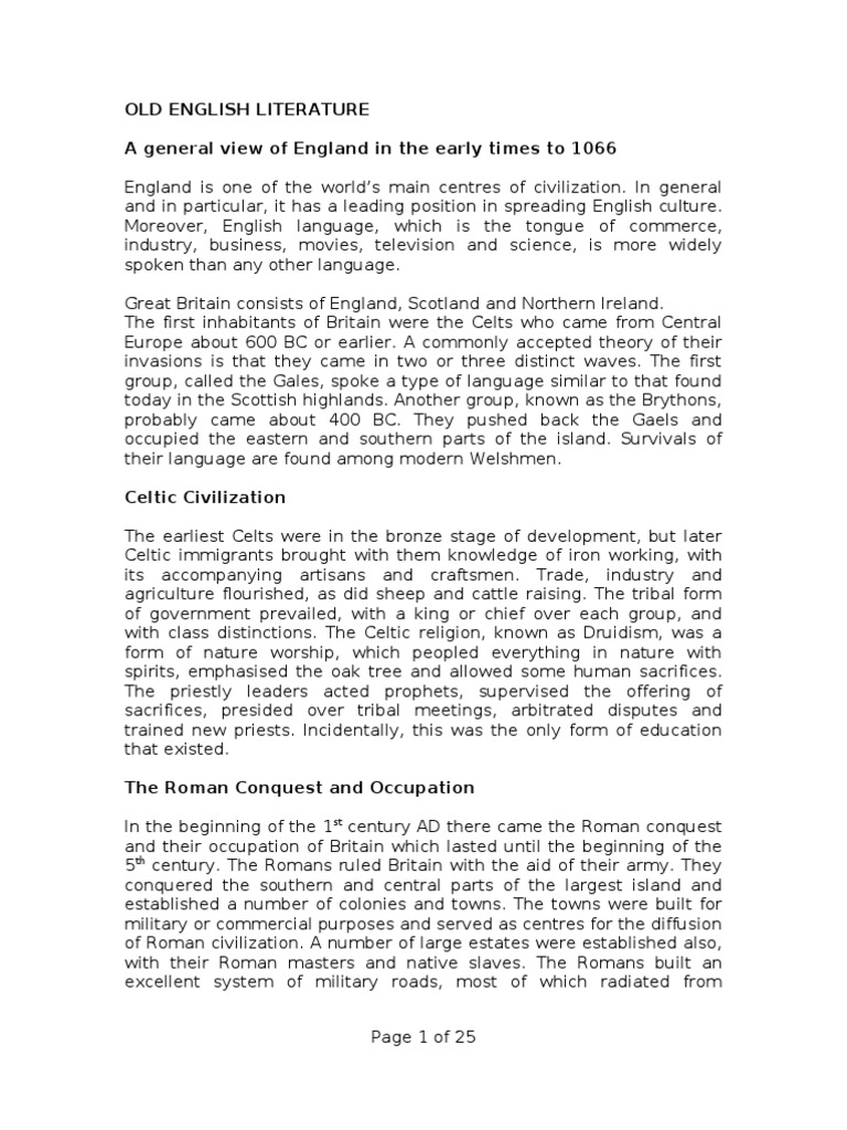 Old English Literature - Corrected | Beowulf | The Canterbury Tales