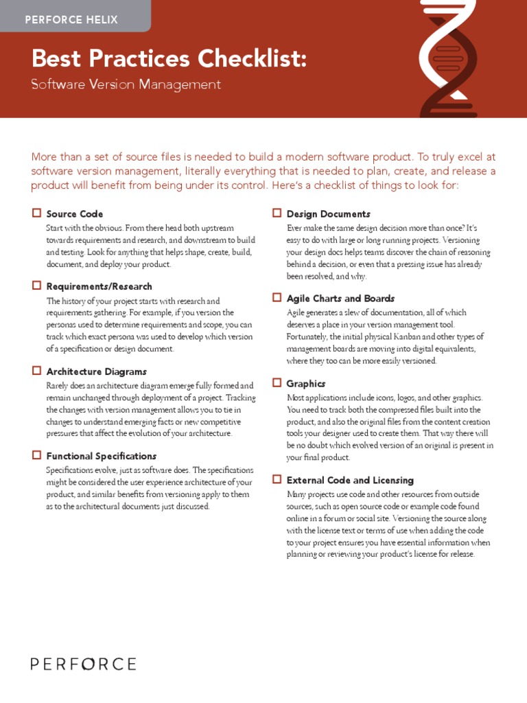Best Practices Checklist:: Software Version Management | Download Free PDF | Source Code ...