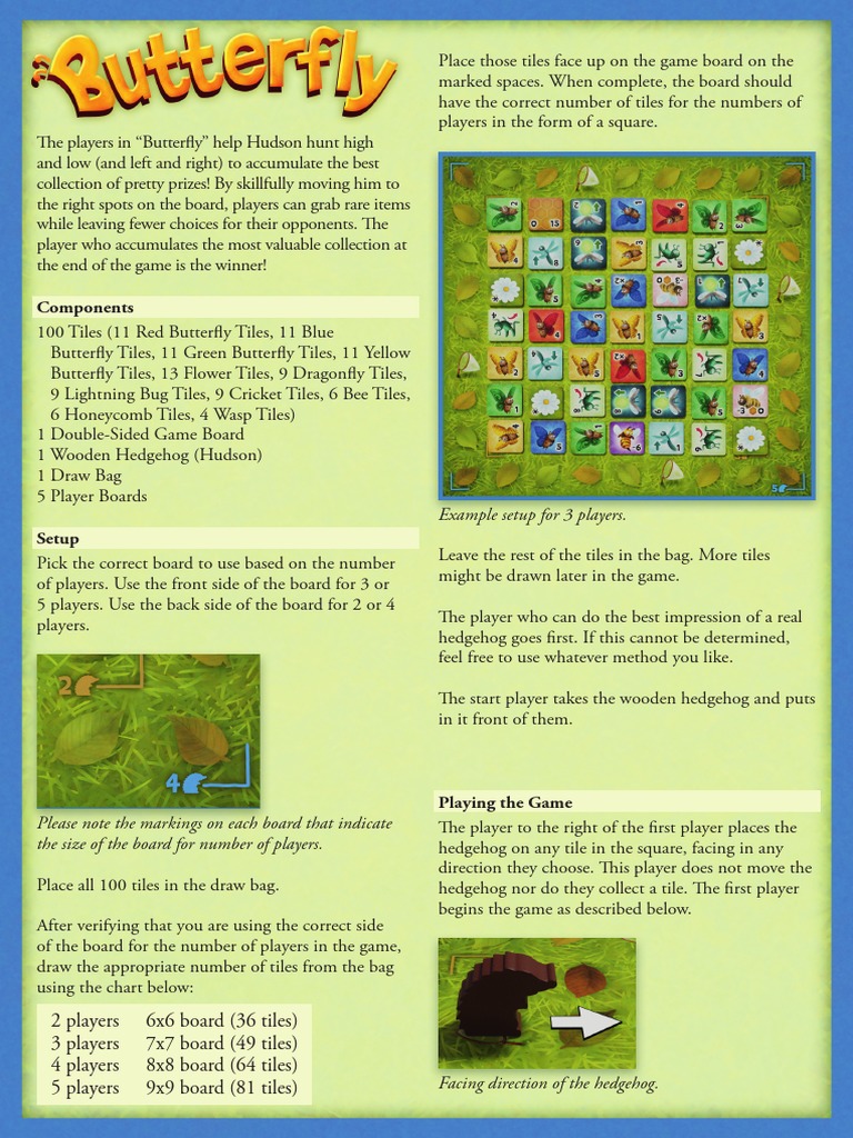 Butterfly Board Game Rules | PDF | Leisure | Sports