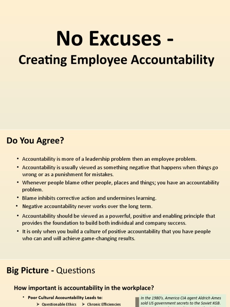 No Excuses - Creating Employee Accountability | PDF | Motivation ...