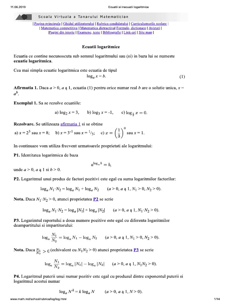 Proprietati Logaritmi | PDF