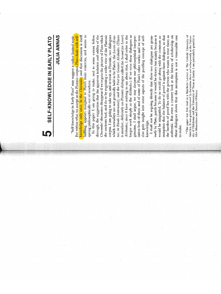 Self Knowledge in Early Plato | PDF