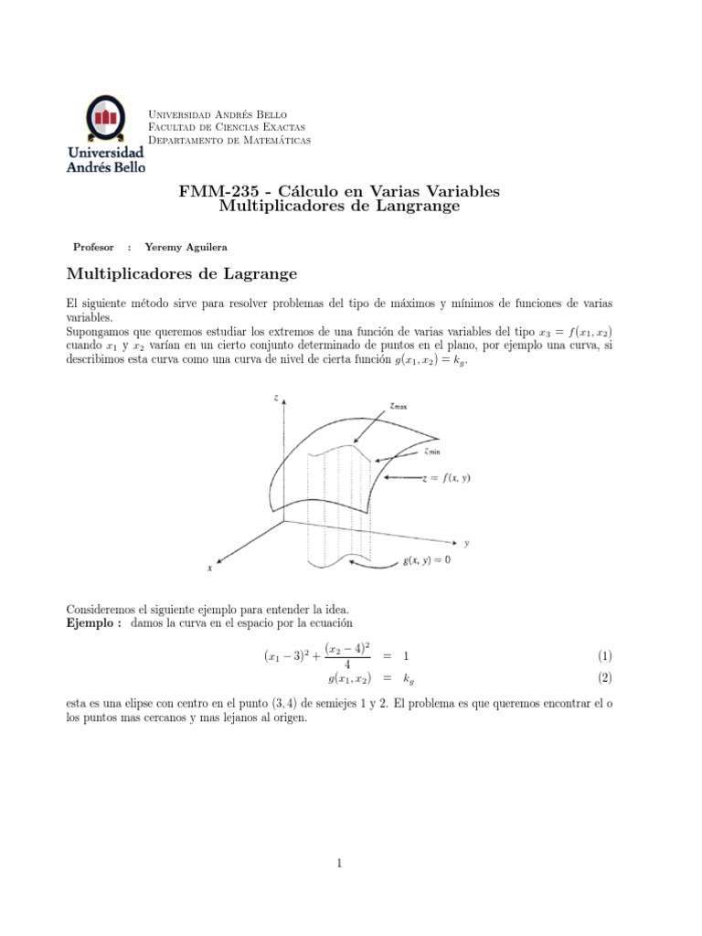 Multiplicadores de Lagrange | PDF | Curva | Ecuaciones