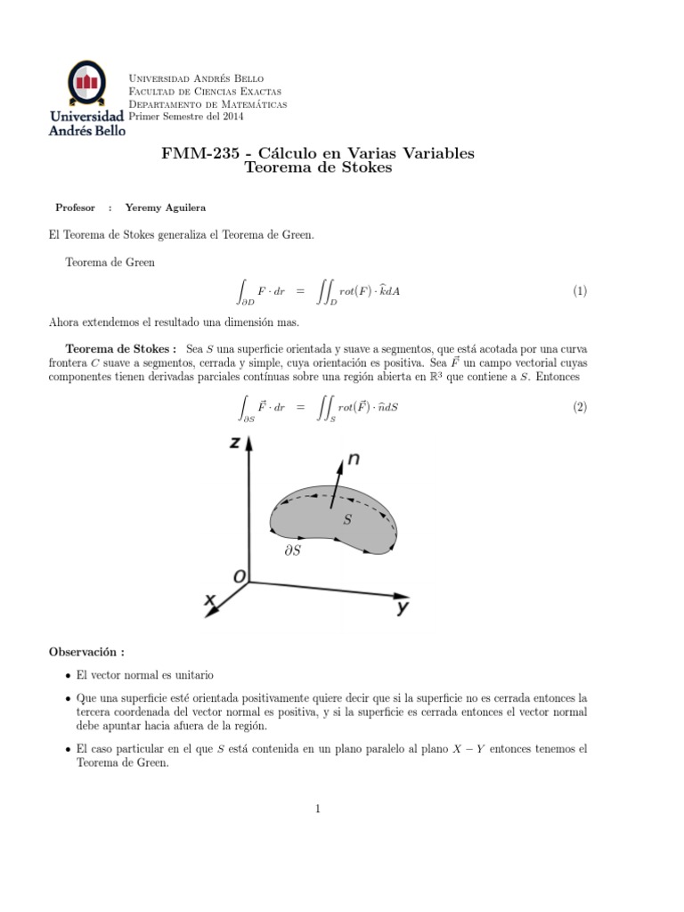 Teorema de Stokes | PDF | Vector Euclidiano | Conceptos matemáticos