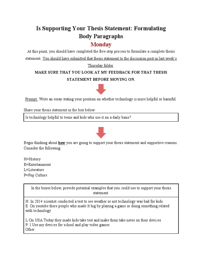 Supporting Thesis with Body Paragraphs | PDF | You Tube | Reason