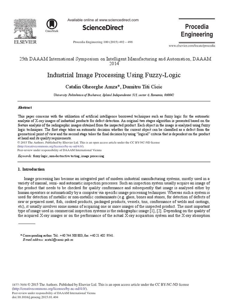 2014 - Industrial Image Processing Using Fuzzy-Logic | PDF | Fuzzy ...