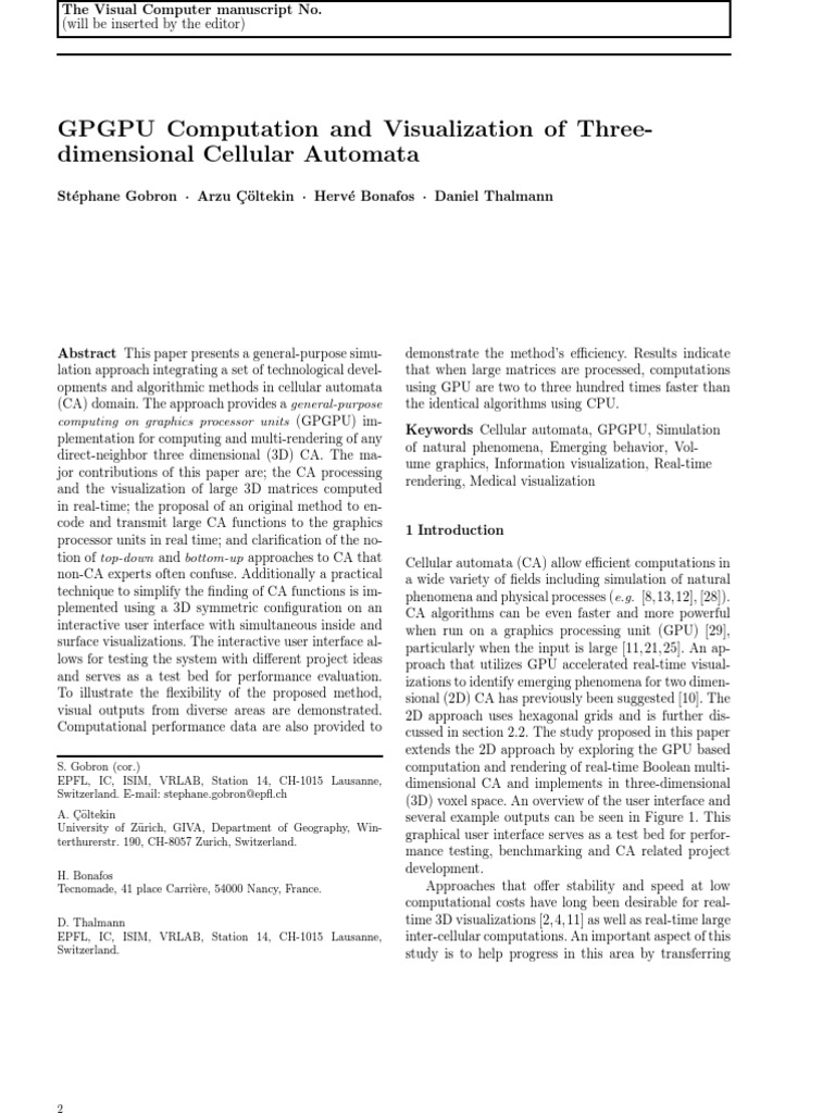 GPGPU Computation and Visualization of Three Dimensional Cellular Automata | PDF | Rendering ...