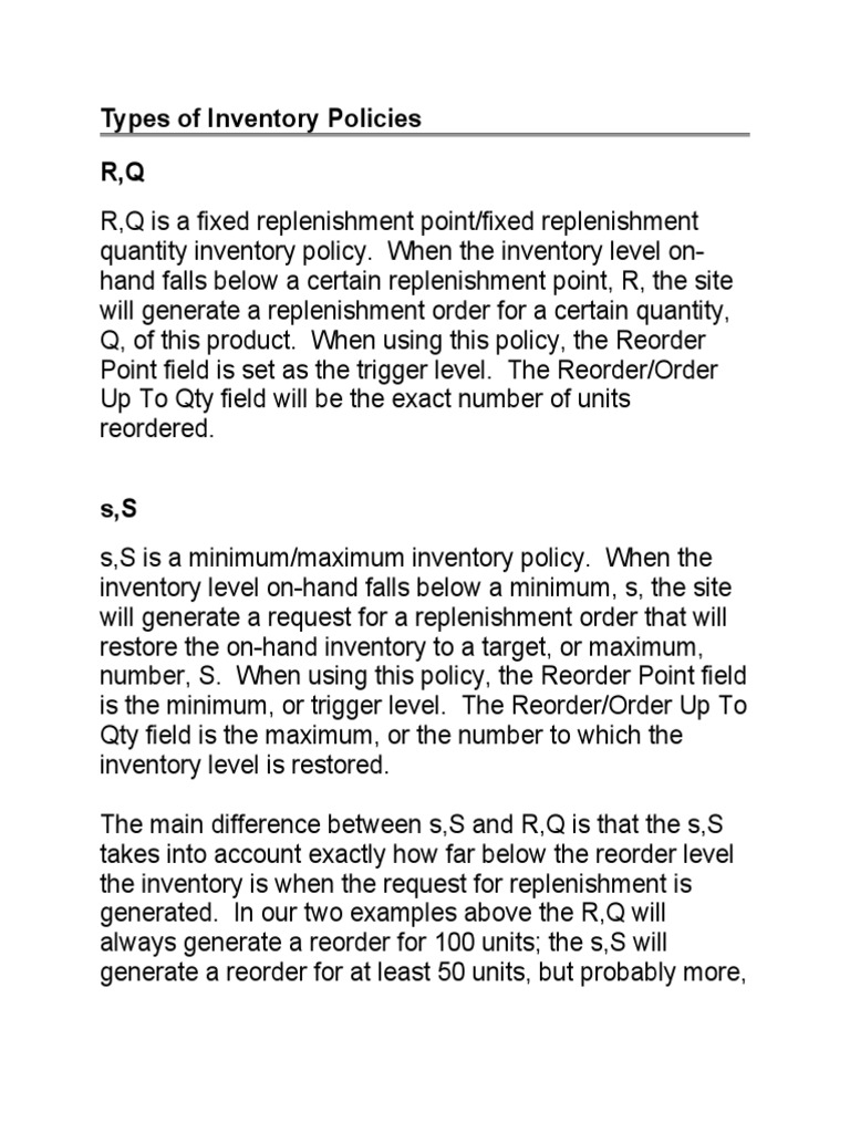 Overview of Inventory Policies | PDF | Inventory | Demand