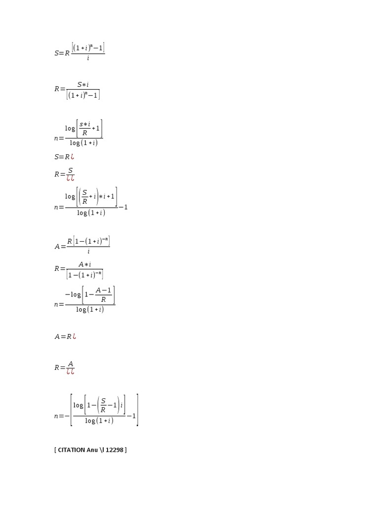 Formulas de Anualidades | PDF