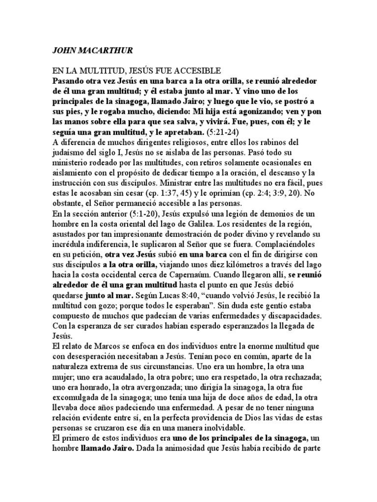 Jesús y la fe de Jairo y la mujer | PDF | Salvación | Jesús