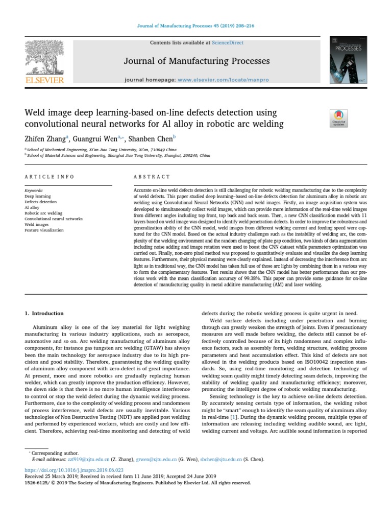 Journal of Manufacturing Processes: Sciencedirect | PDF | Deep Learning ...