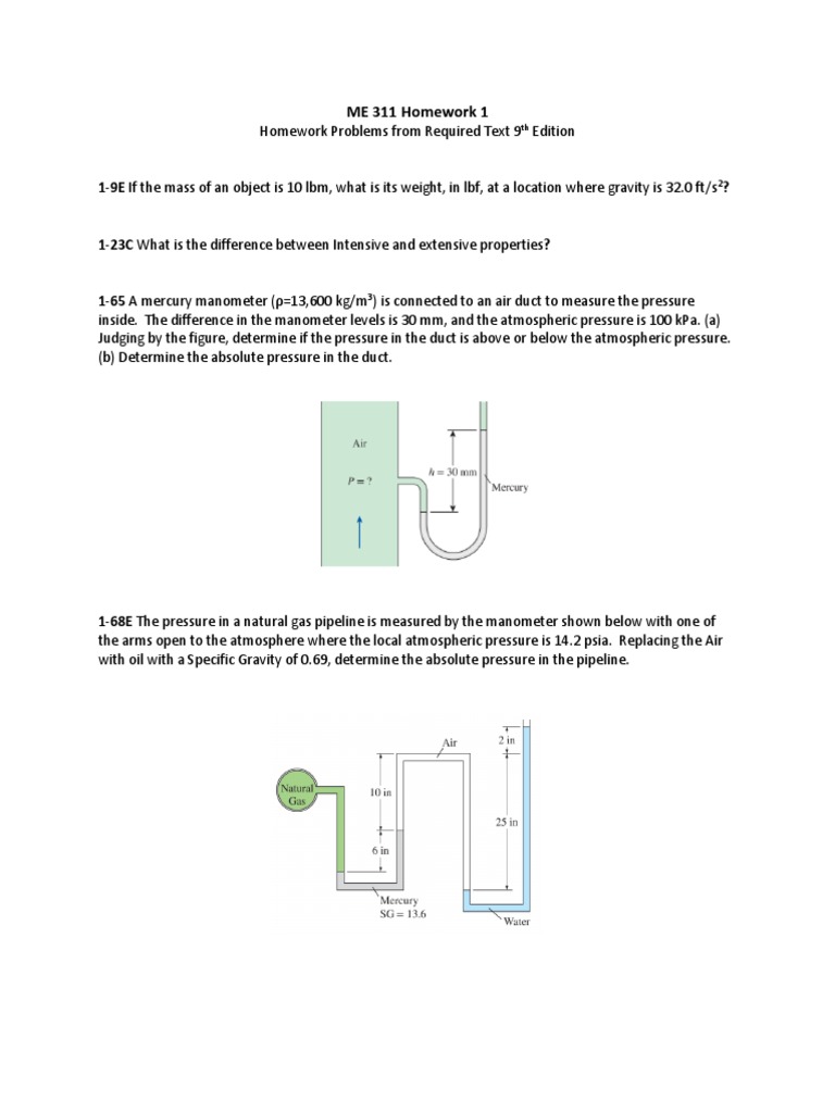 ME 311 Homework 1 | PDF
