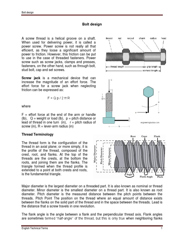 An In-Depth Look at Bolt Design and Thread Terminology | PDF | Screw ...