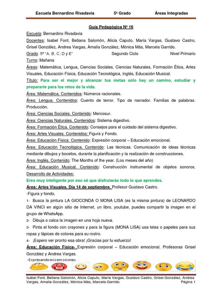 CUE7000440-00 EscuelaBernardinoRivadavia Quintogrado Áreasintegradas Guía16 PDF | PDF | Cuentos ...