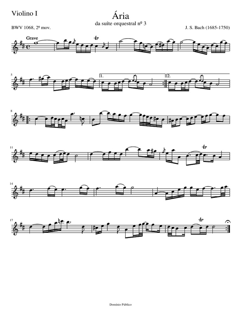 Ária - Violino 1, J. S. Bach | PDF