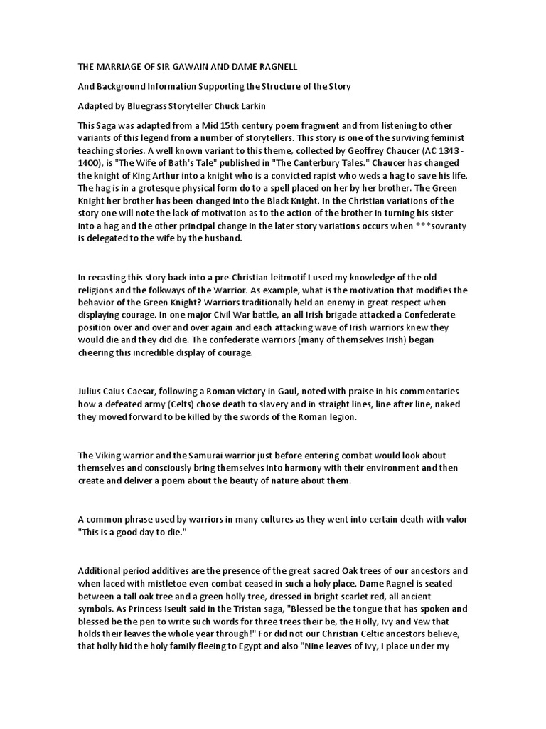 The Marriage of Sir Gawain and Dame Ragnell PDF | PDF | Celts | Unrest