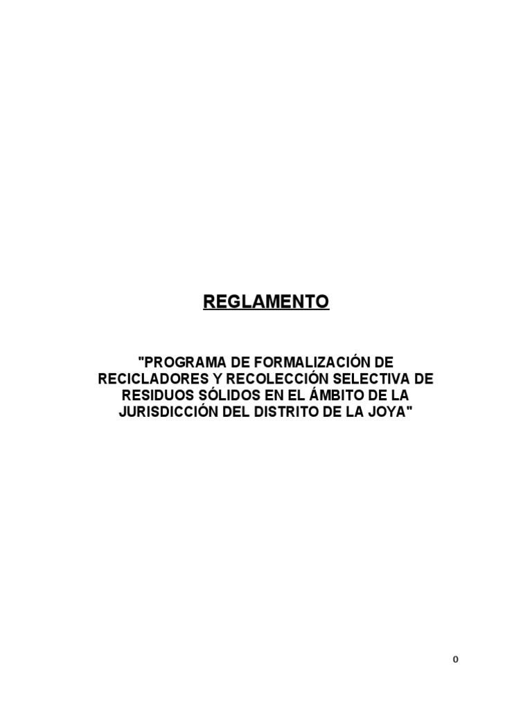 Modelo Ordenanza Formalizar Recicladores | PDF | Regulación | Residuos